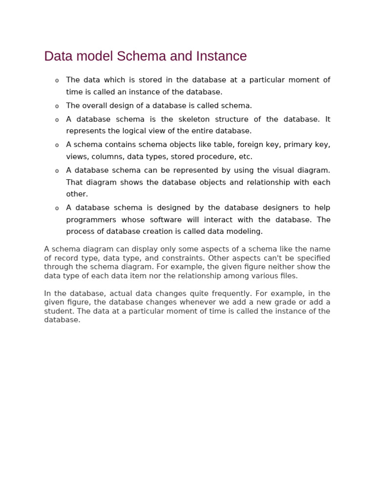 Data Model Schema and Instance | PDF