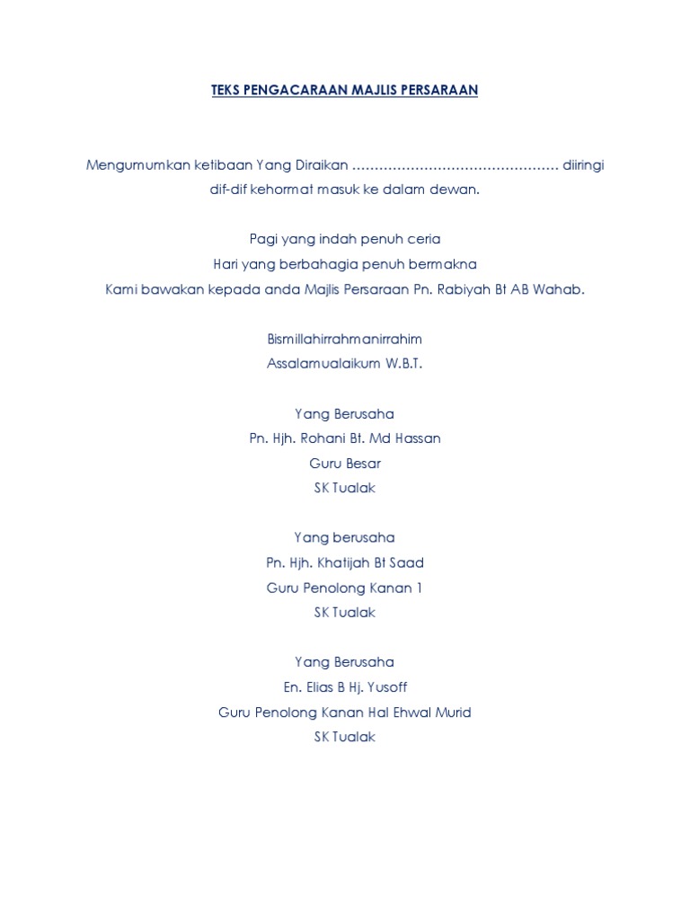 Teks Ucapan Majlis Persaraan | PDF | Agama & Spiritualitas
