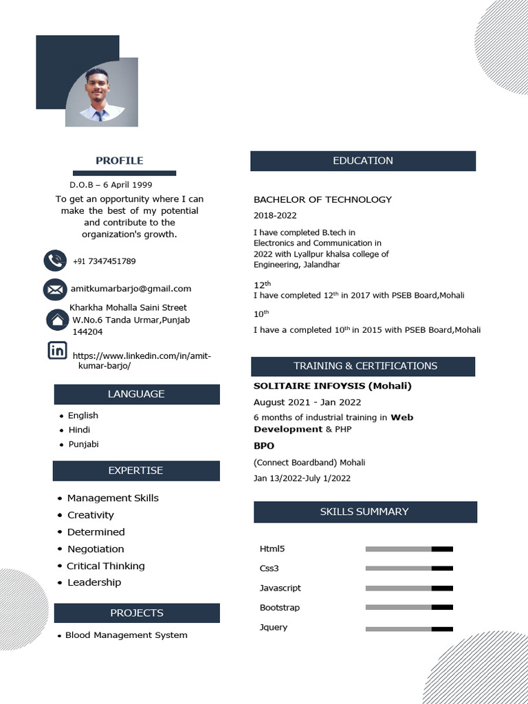Amit Barjo .CV | PDF