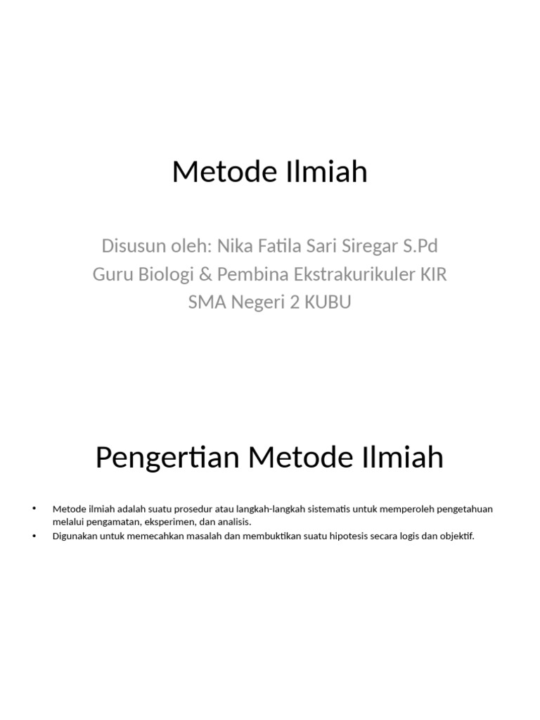Metode Ilmiah Nika Fatila Sari | PDF