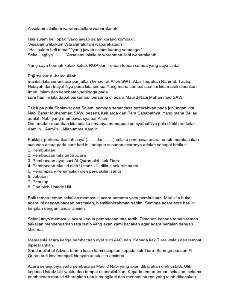 Teks MC Maulid | PDF