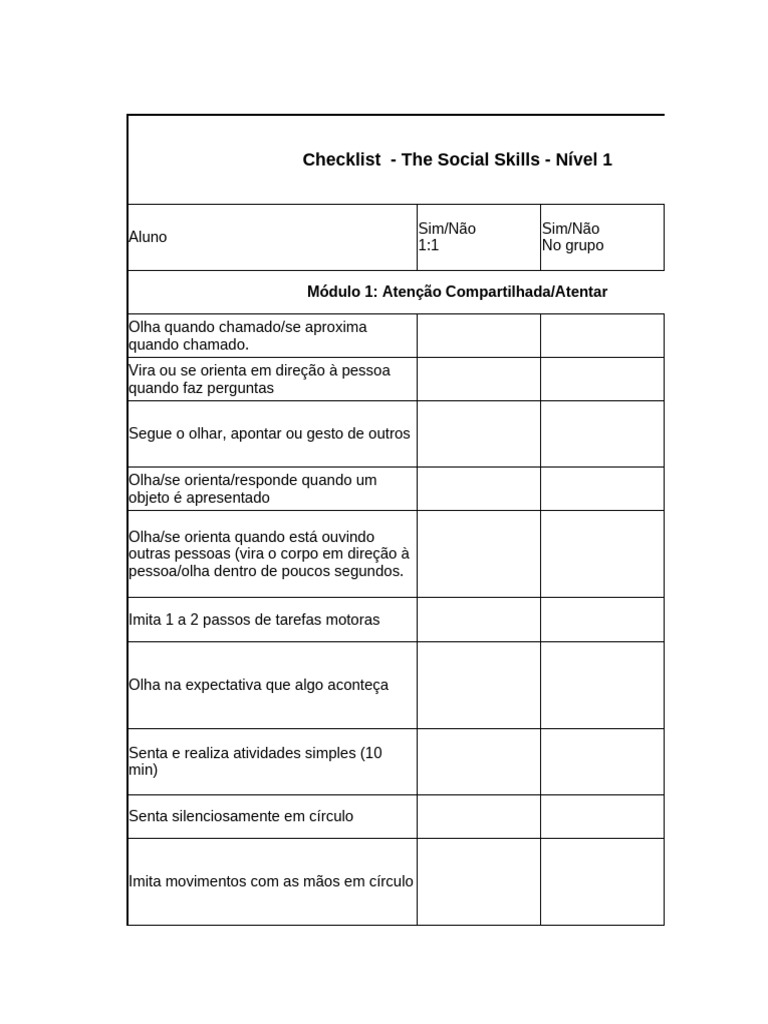 Checklist - The Social Skills Solutions | PDF | Emoções | Pensamento