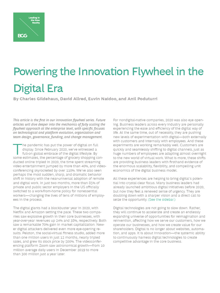 Powering The Innovation Flywheel in The Digital Era BCG | PDF ...