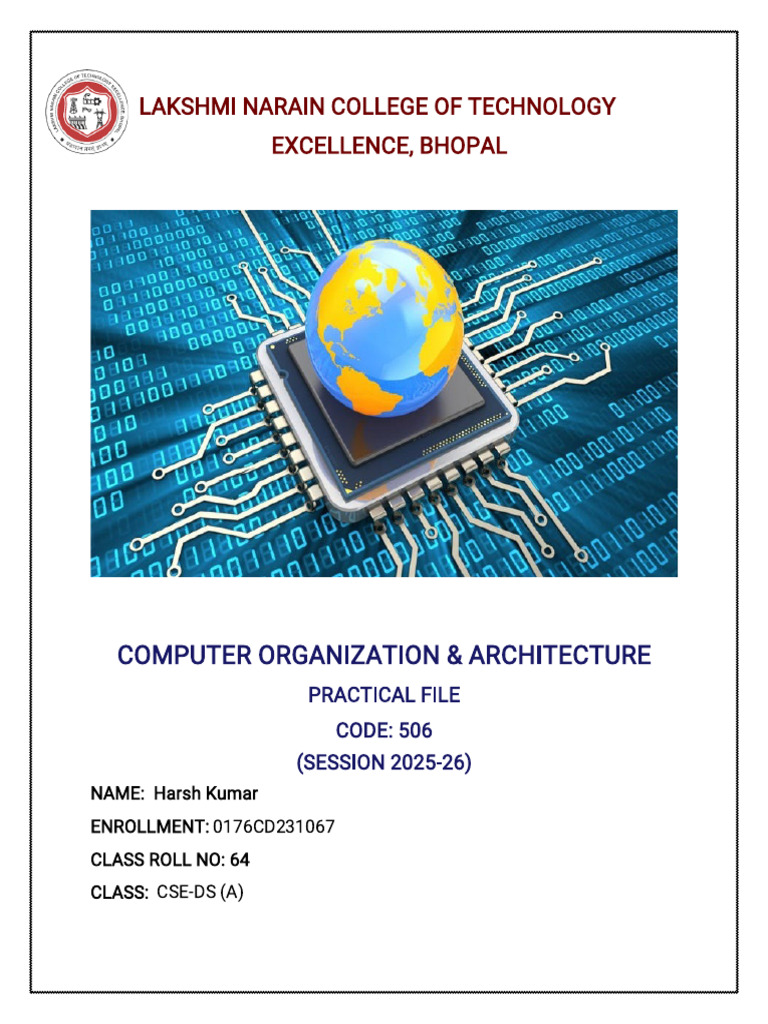 Lakshmi Narain College of Technology Excellence, Bhopal: Computer Organization & Architecture ...