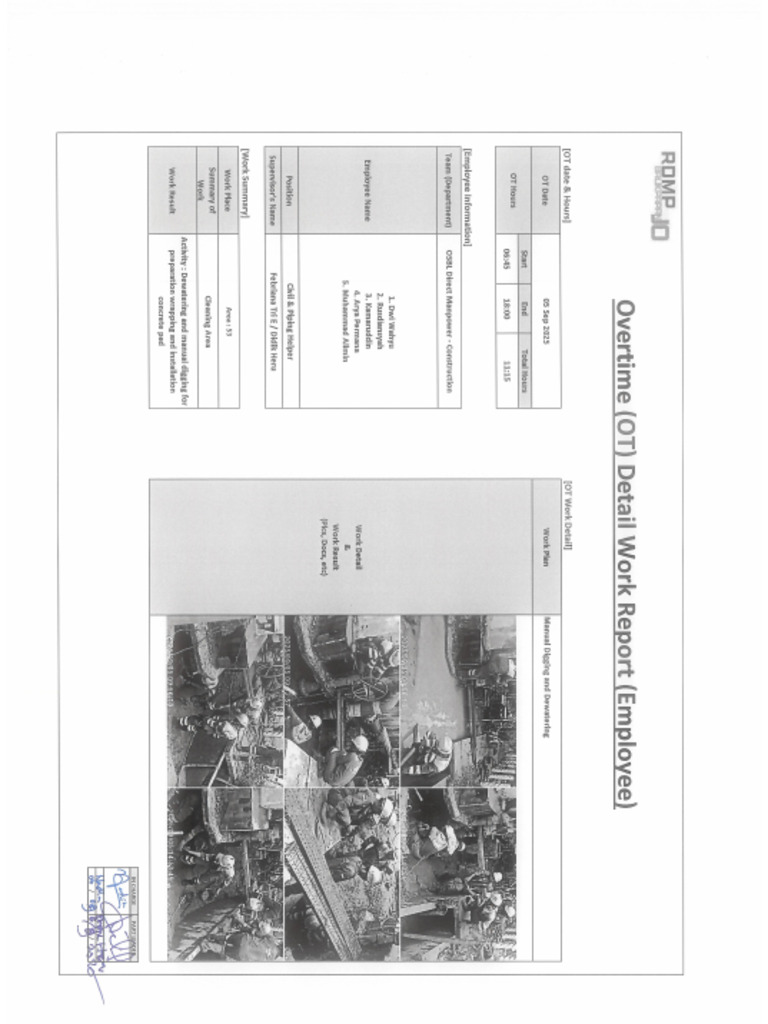 Overtime Report Civil Helper OSBL 05 Sep 2025 | PDF
