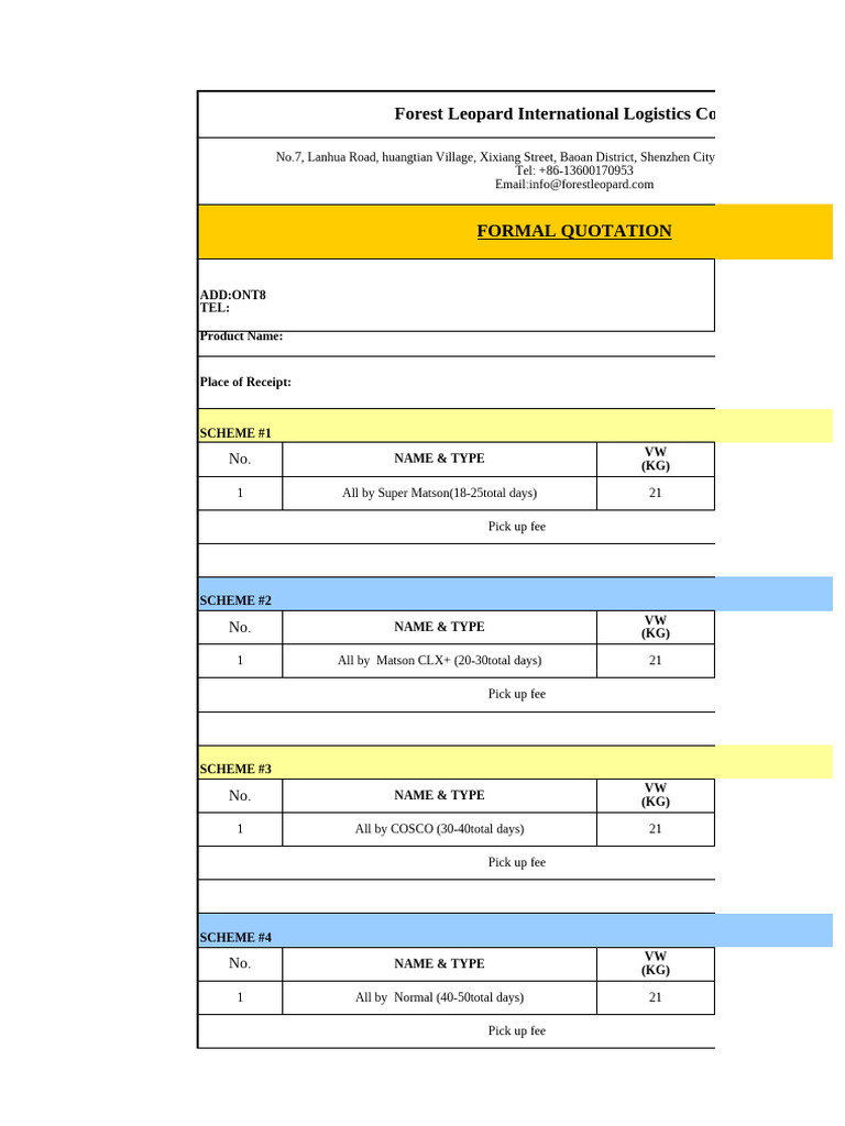 International Logistics Quotation Details | PDF | Marketing | Service ...