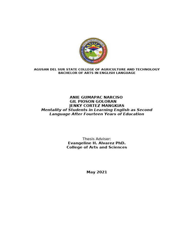 Mangkias Narciso and Goloran Manuscript for Final Defense | PDF | Second Language | Language ...