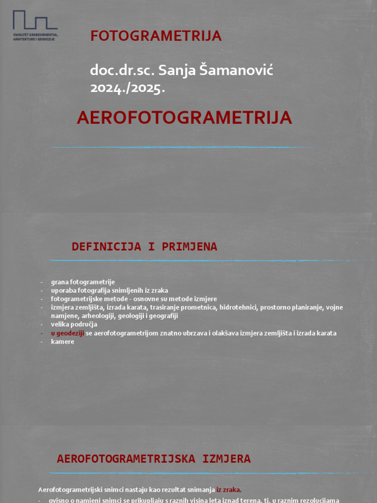 P7 Fotogrametrija AEROFOTOGRAMETRIJA | PDF