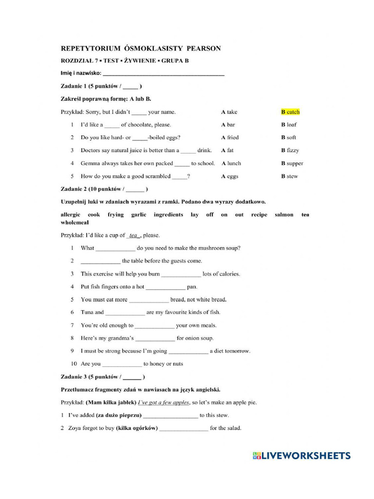 Test - Food | PDF