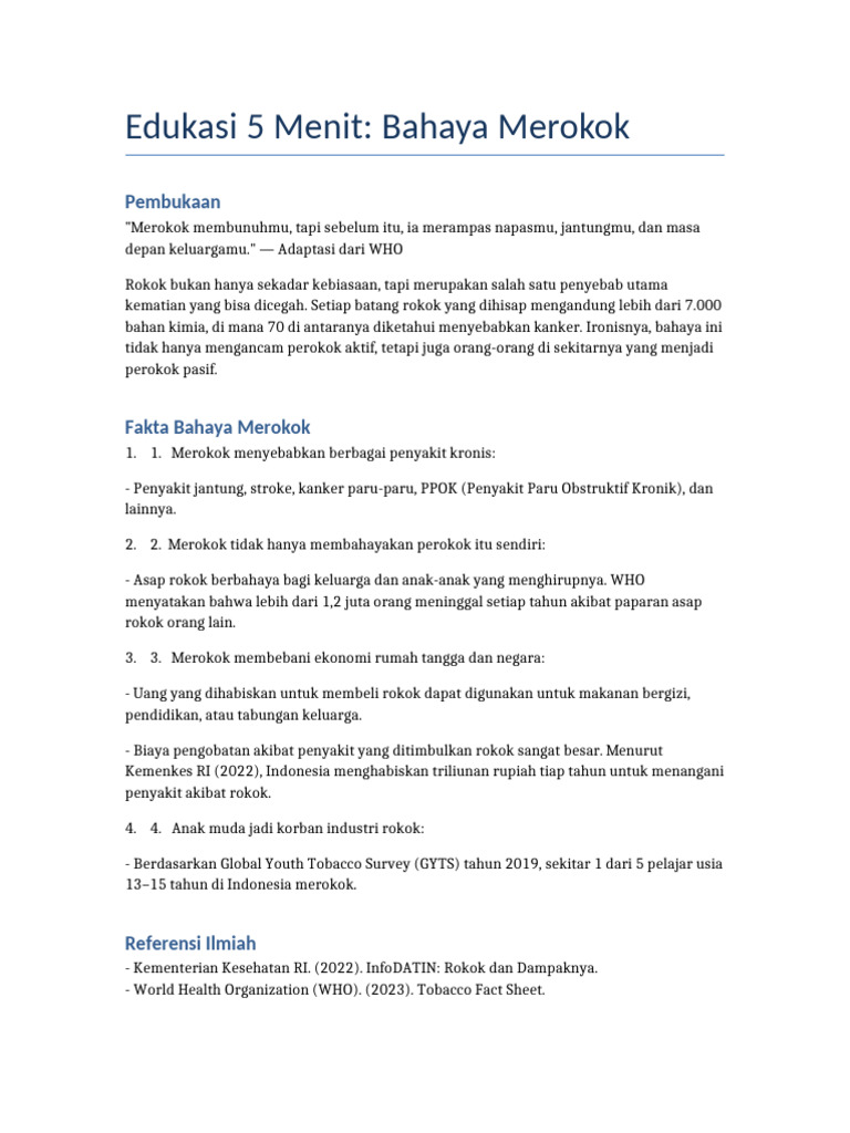 Edukasi Bahaya Merokok Pdf