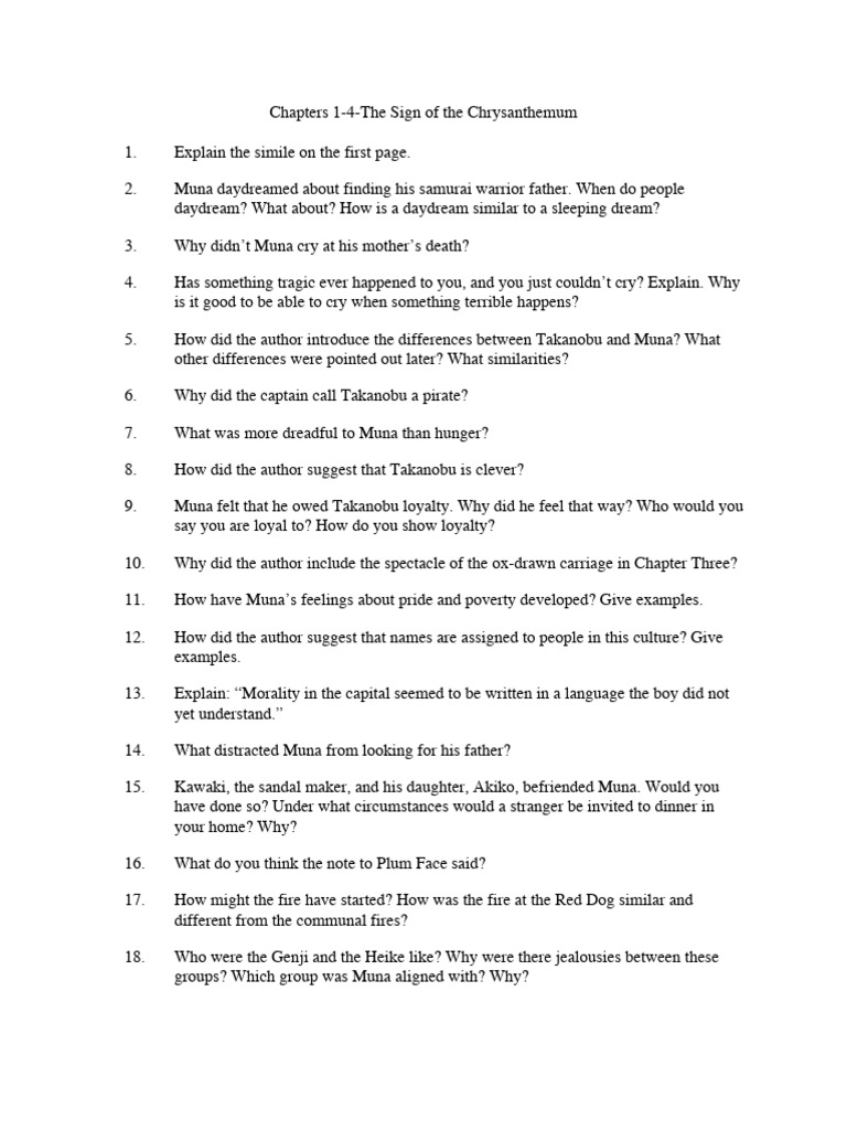 Analysis of "The Sign of the Chrysanthemum" | PDF
