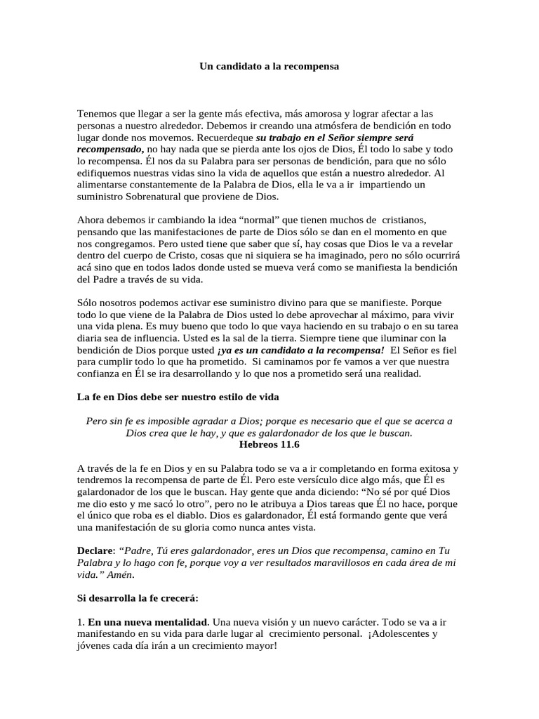 Un Candidato A La Recompensa | PDF | Cristo (título) | Dios