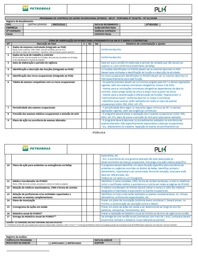 Checklist PCMSO: Validação e Exames | PDF