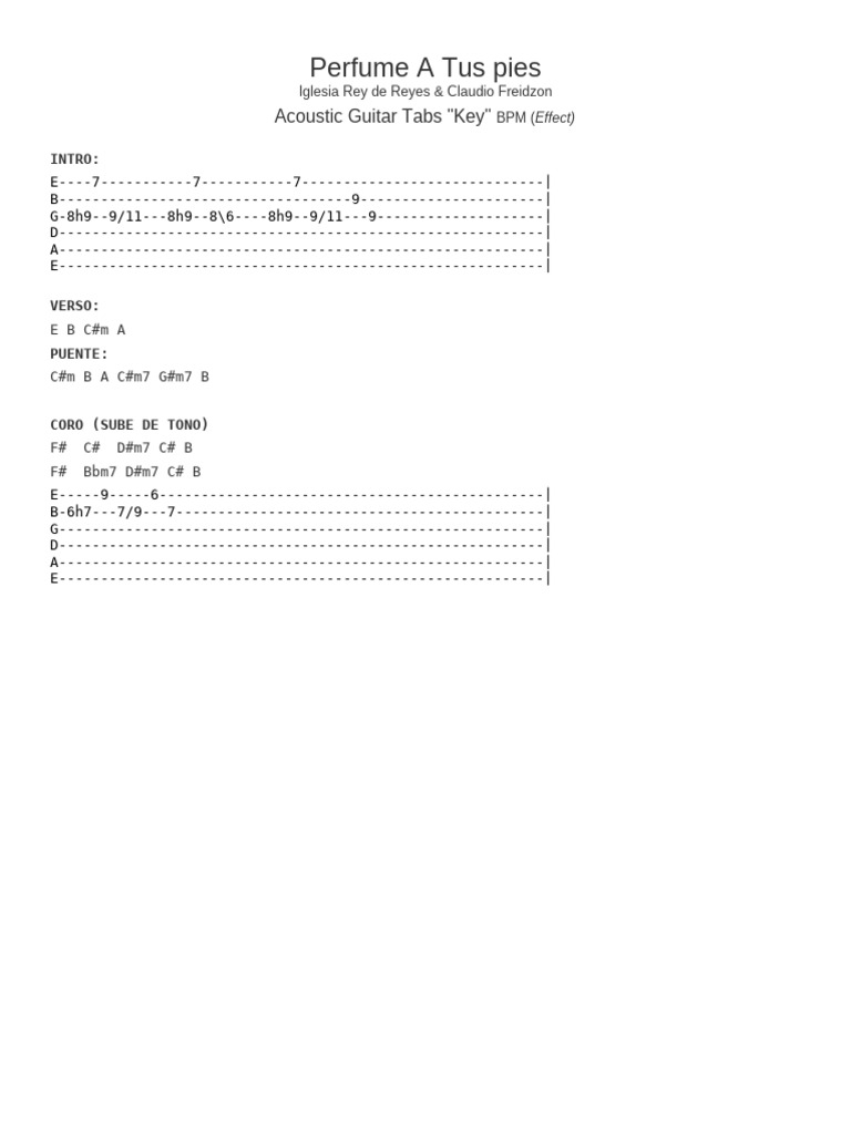 Perfume A Tus Pies Guitar Tabs | PDF