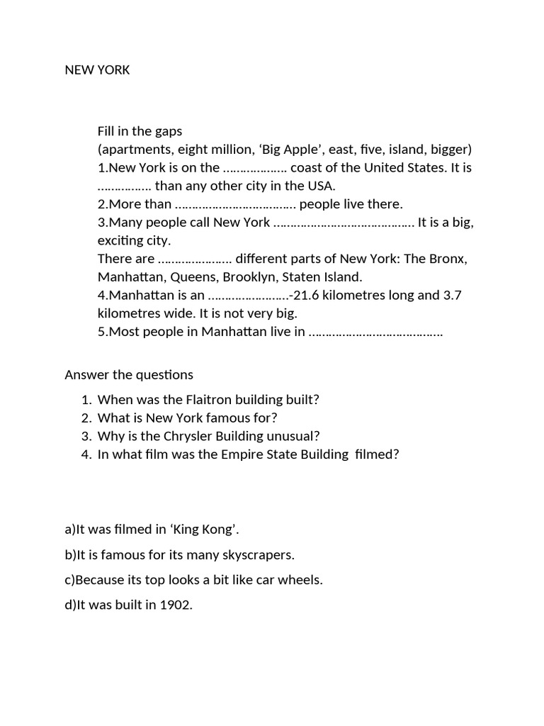 New York Exercises | PDF
