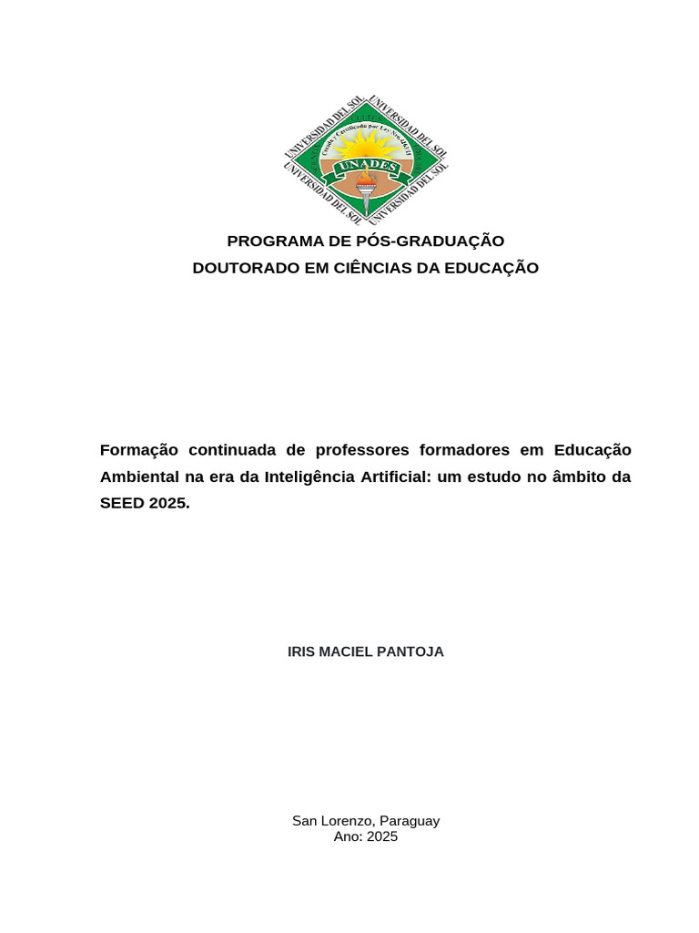 Pré Projeto - Doutorado - Iris Maciel Pantoja | PDF | Pedagogia ...