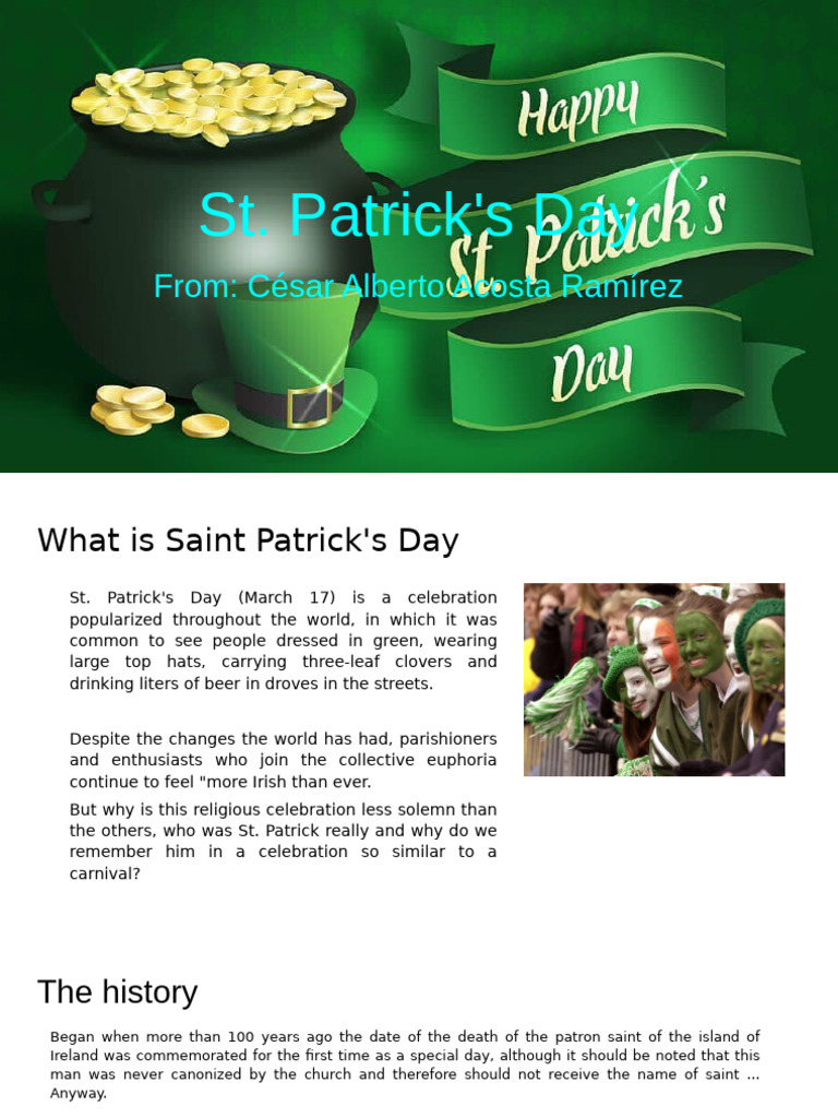 History and Traditions of St. Patrick's Day | PDF