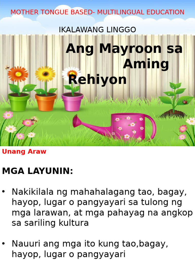 Ang Mayroon Sa Aming Rehiyon: Ikalawang Linggo | PDF