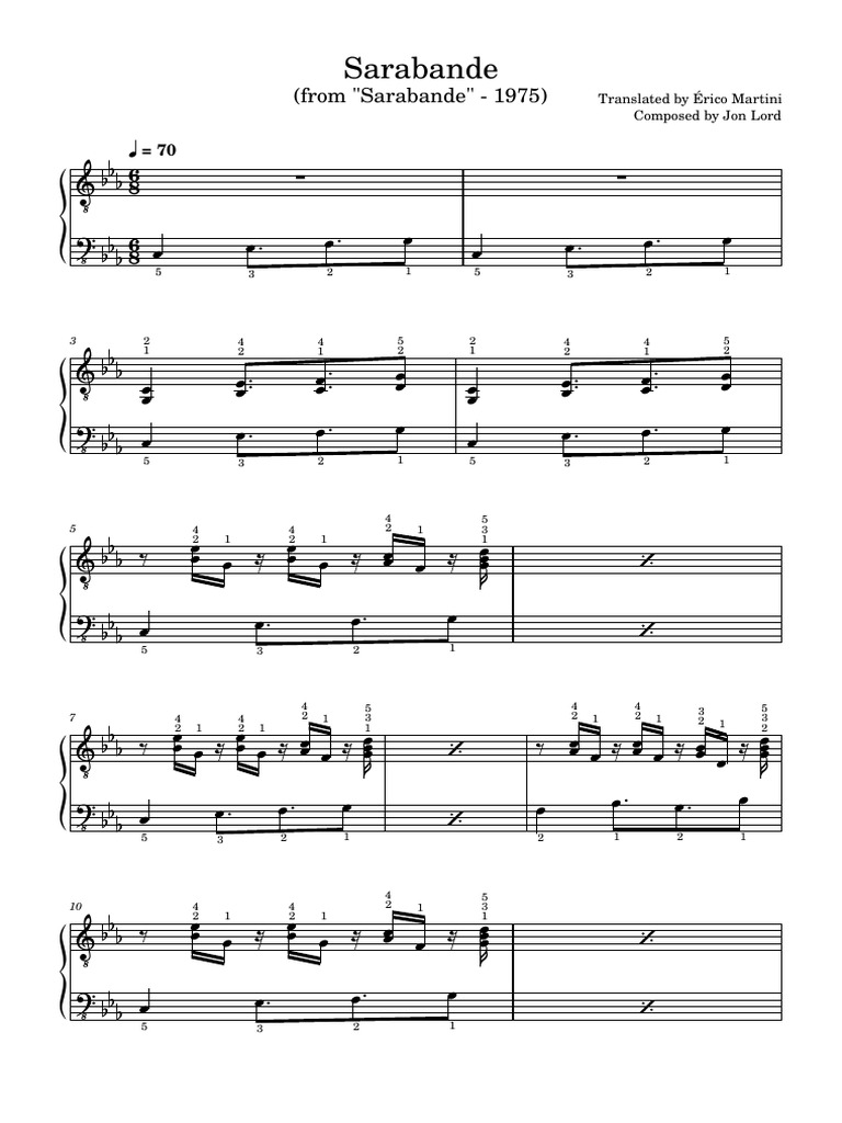 Sarabande (From Sarabande - 1976 Jon Lord Hammond Rock | PDF