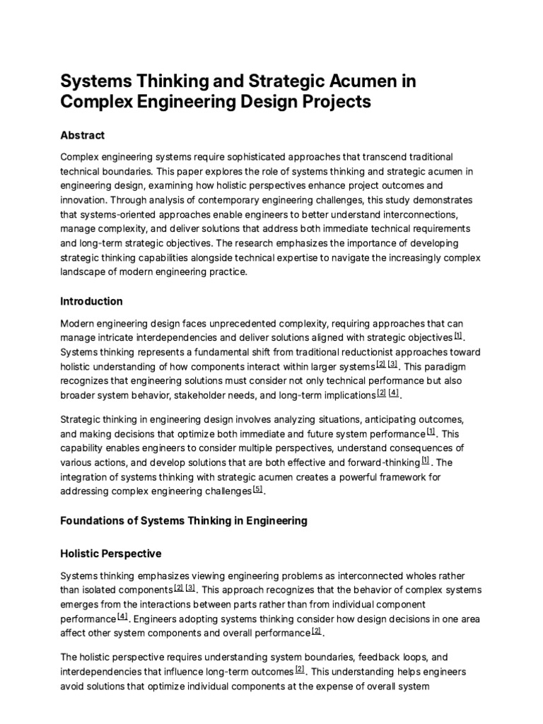 Systems Thinking and Strategic Acumen in Complex Engineering Design Projects | PDF | System | Risk