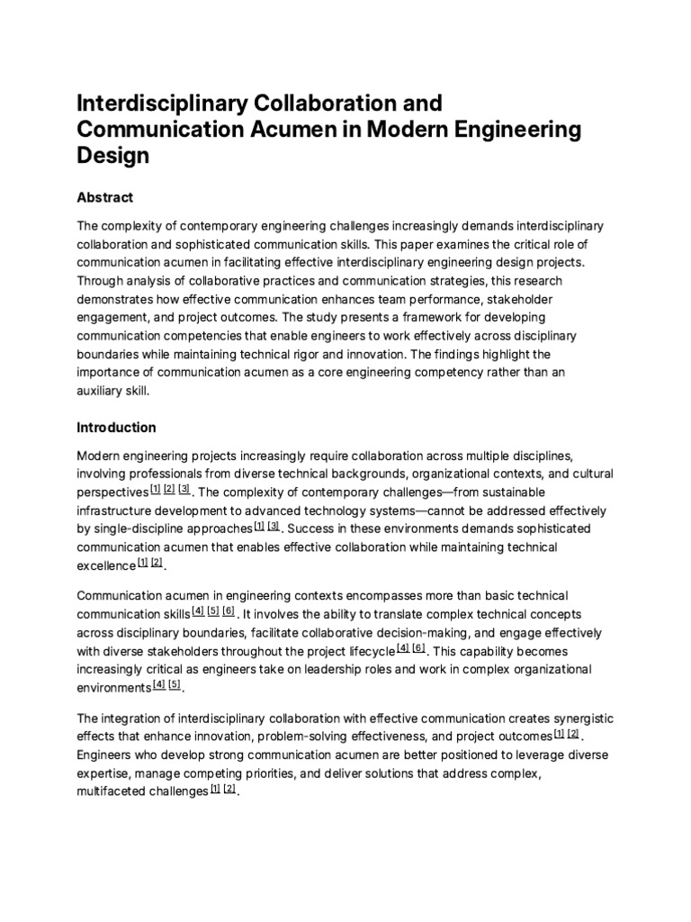 Interdisciplinary Collaboration and Communication Acumen in Modern ...