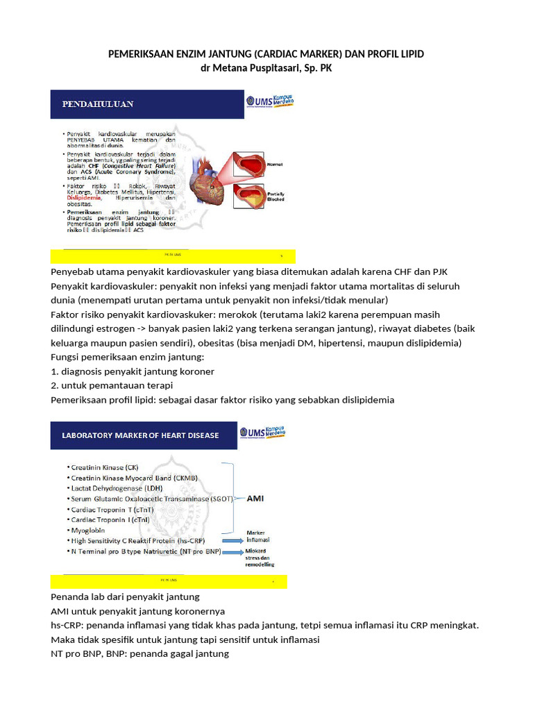 Pemeriksaan Enzim Jantung Dan Profil Lipid-Catetan-Dr Metana | PDF