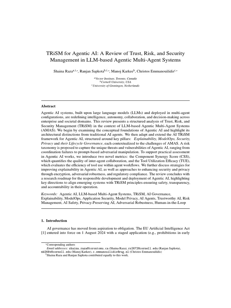 TRiSM in LLM-Based Agentic AI Systems | PDF | Artificial Intelligence ...