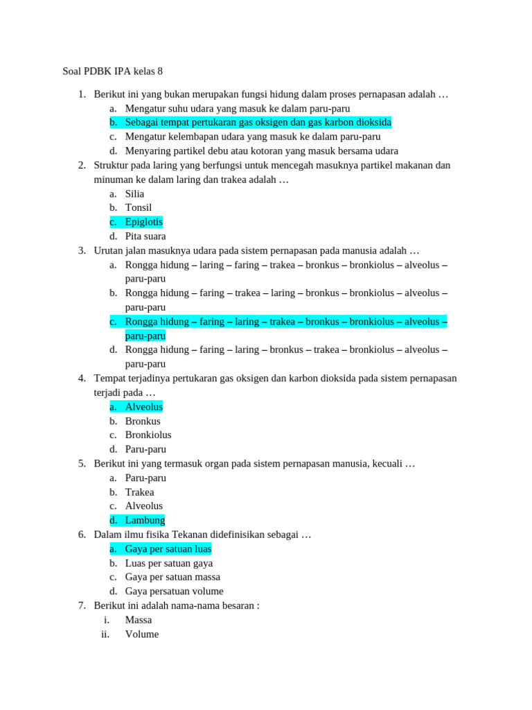 Soal PDBK IPA Kelas 8 | PDF
