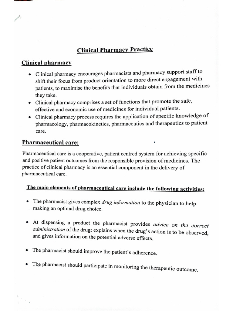 Clinical Pharmacy Sec 1 | PDF