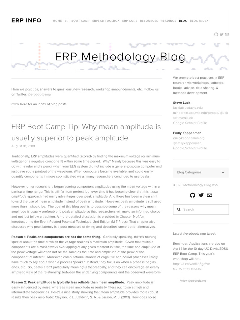 Luck - 2018 - ERP Boot Camp Tip - Why Mean Amplitude Is Usually Superior To Peak Amplitude - ERP ...