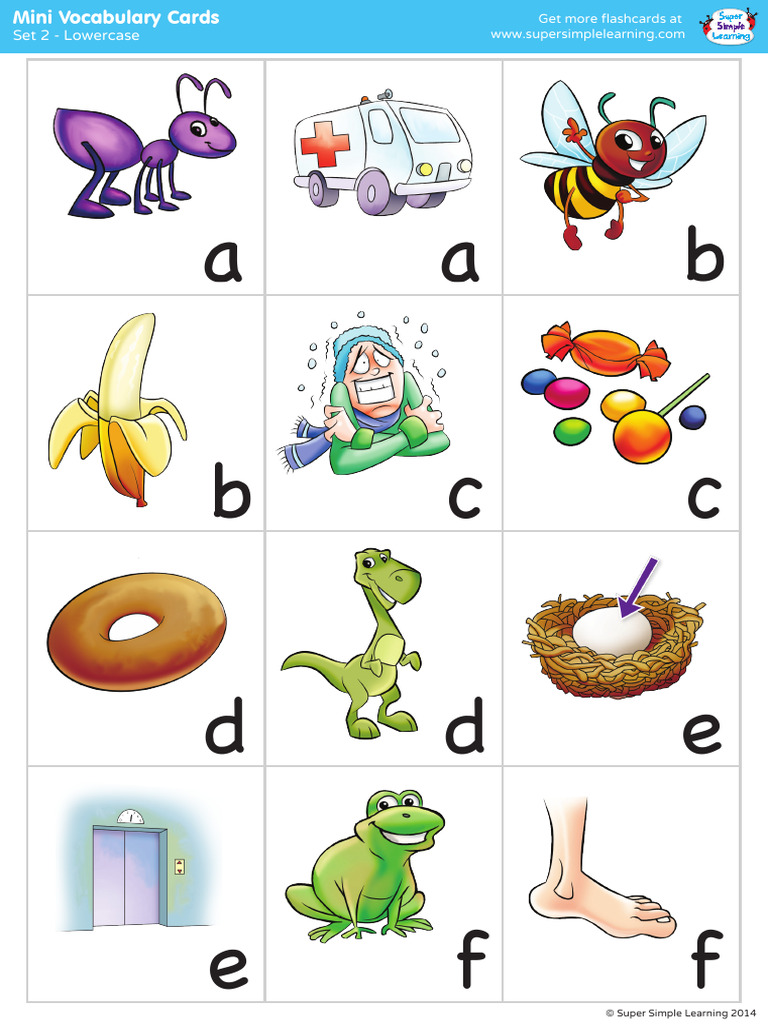 Alphabet Vocabulary Mini Cards Set 2 Lowercase | PDF