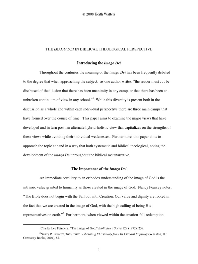 Understanding the Imago Dei in Theology | PDF | Image Of God | Genesis ...