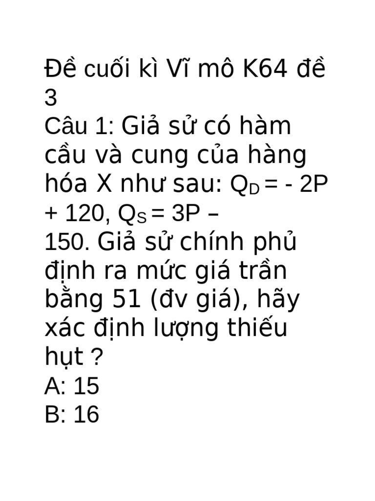 Đề cuối kì Vĩ mô K64 đề 3 | PDF