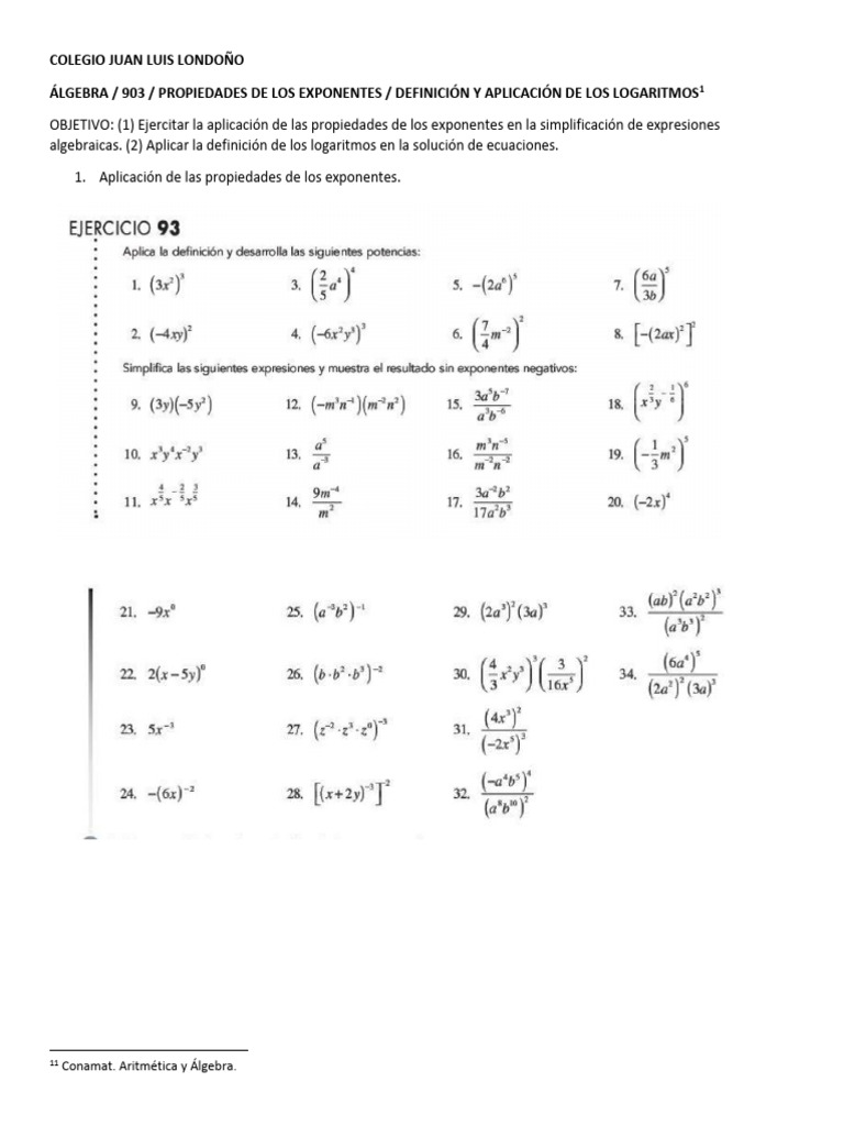 Taller 1 Exponentes Logaritmos 3p | PDF