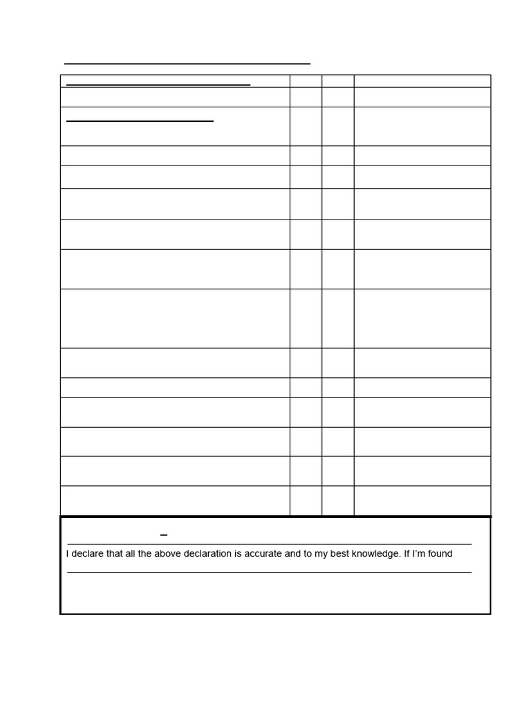 Pre Employment Health Declaration Form | PDF