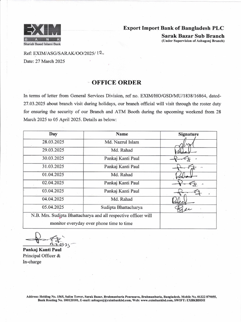 Office Order For Eid Ul Fitre | PDF