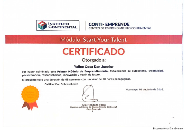 Certificado Modulo Start Your Talent | PDF