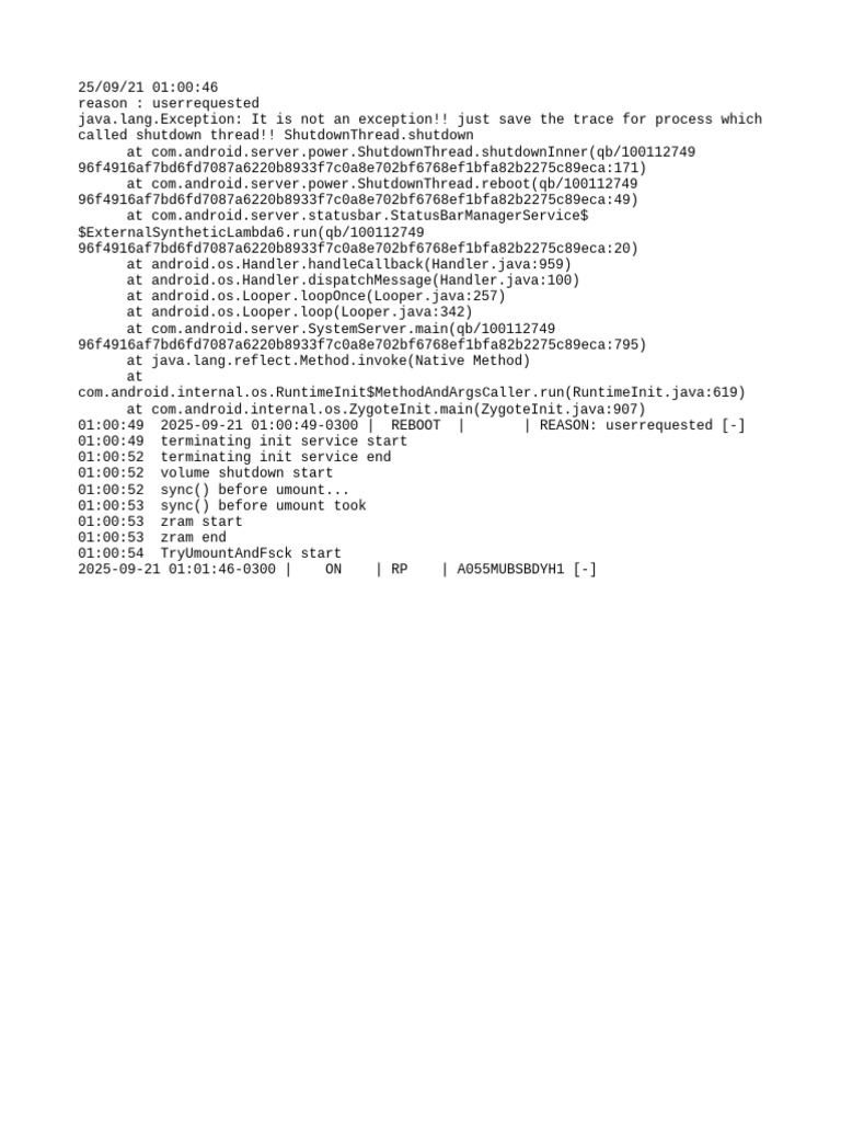 Power Off Reset Reason | PDF