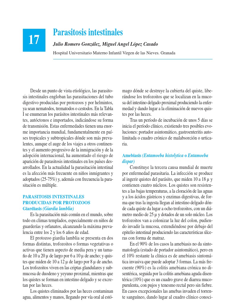 Parasitosis Intestinales | Descargar gratis PDF | Medicina ...