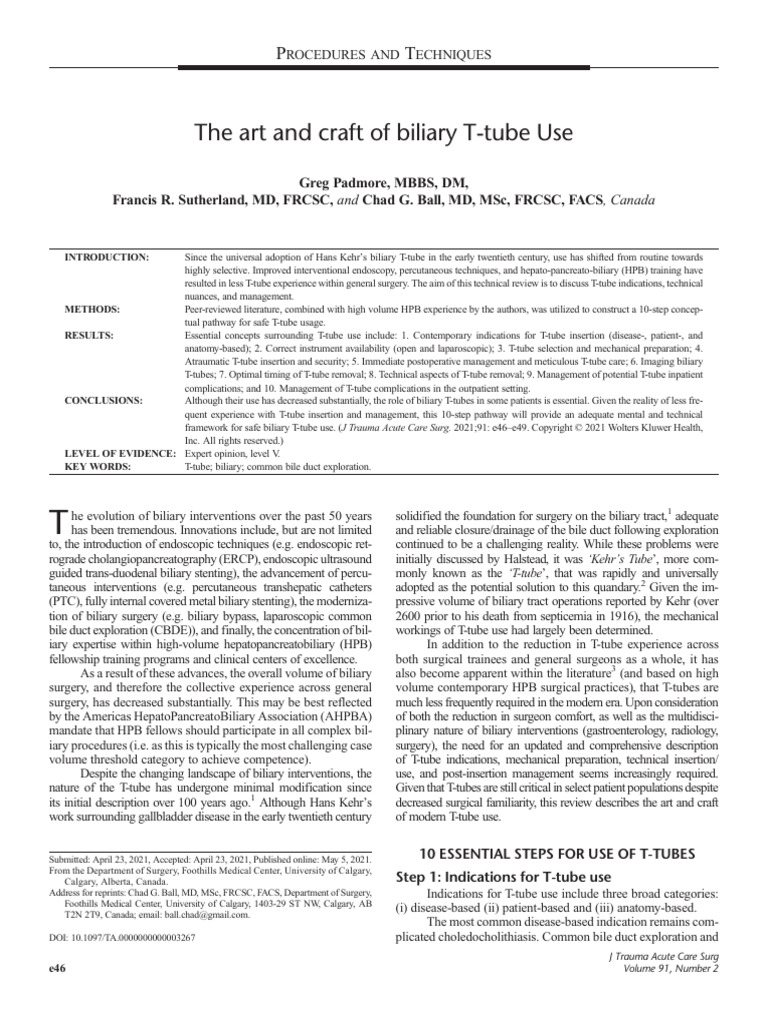 Biliary T-Tube Use: A 10-Step Guide | PDF | Gastroenterology ...