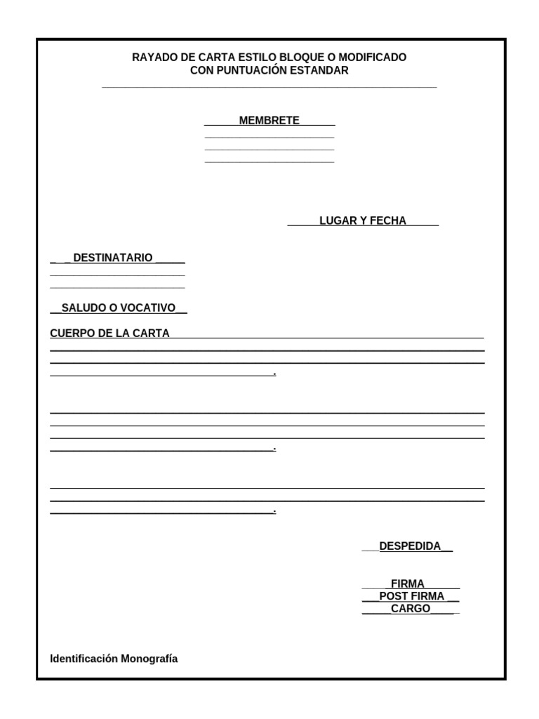Formatos de Carta Estilo Rayado | PDF