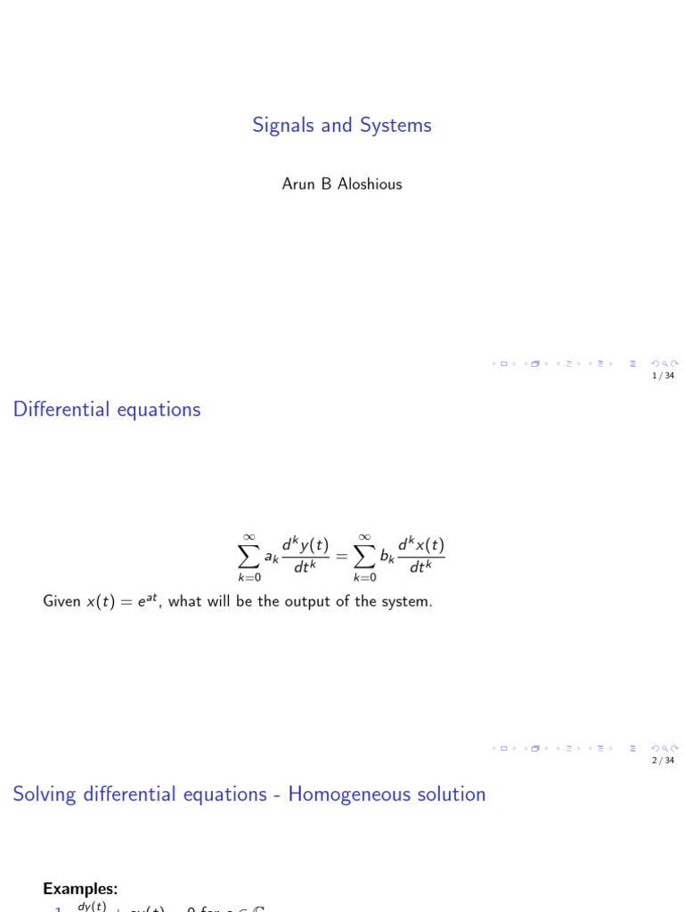 Signals and Systems: Differential Equations | PDF | Laplace Transform ...