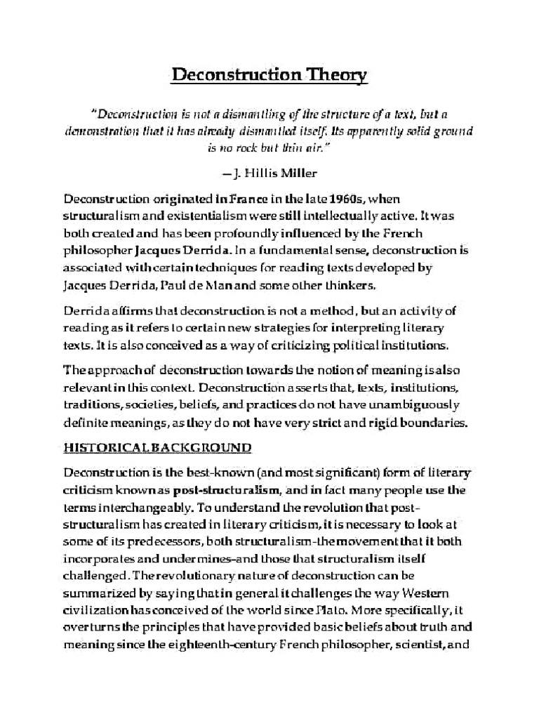 Theory of Deconstruction Notes | PDF
