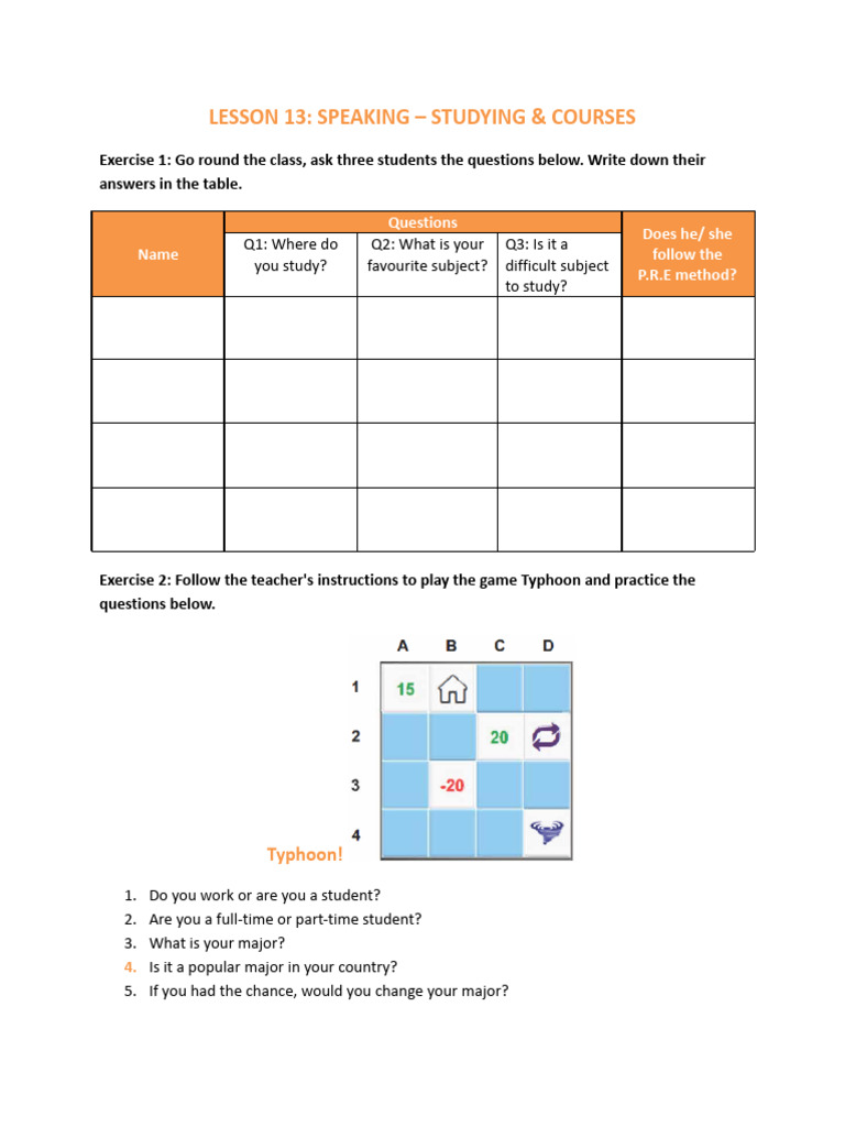 Speaking Exercises for Students | PDF