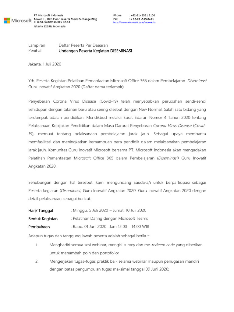 Surat Undangan Pelatihan Diseminasi | PDF