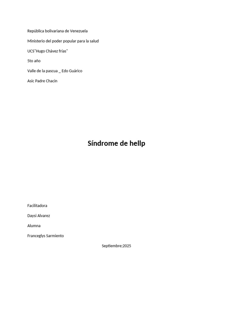 Síndrome de Hellp | PDF | Medicina CLINICA | Enfermedades y trastornos