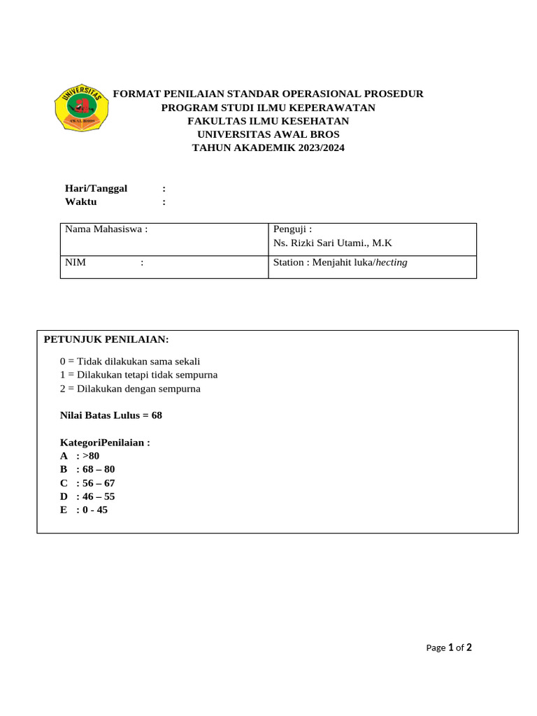 SOP Menjahit Luka | PDF