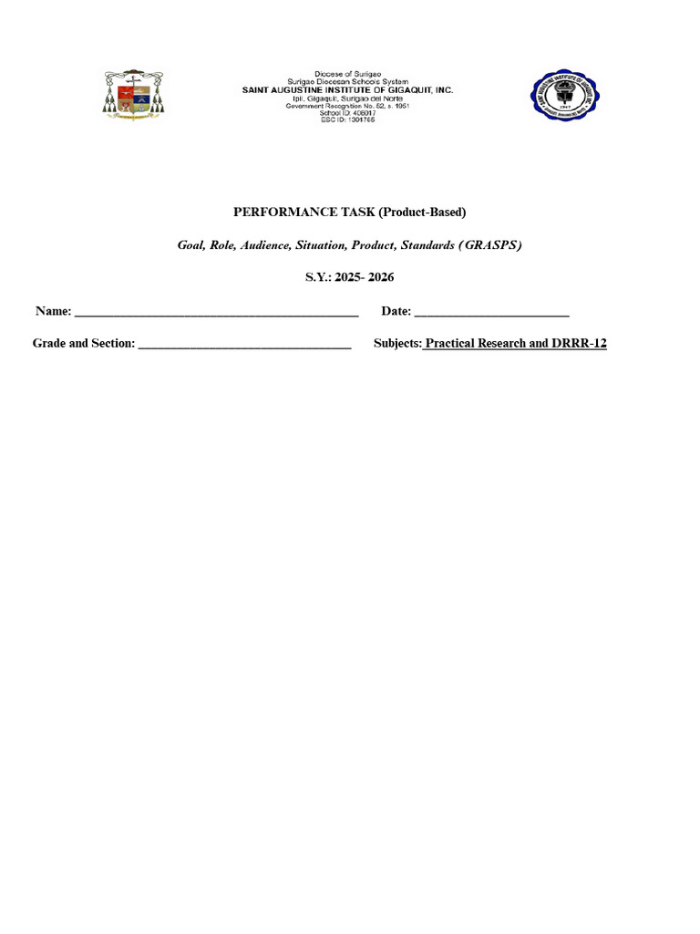 PERFORMANCE TASK in DRRR and Practical Researxh - Docx 20250910 183338 ...