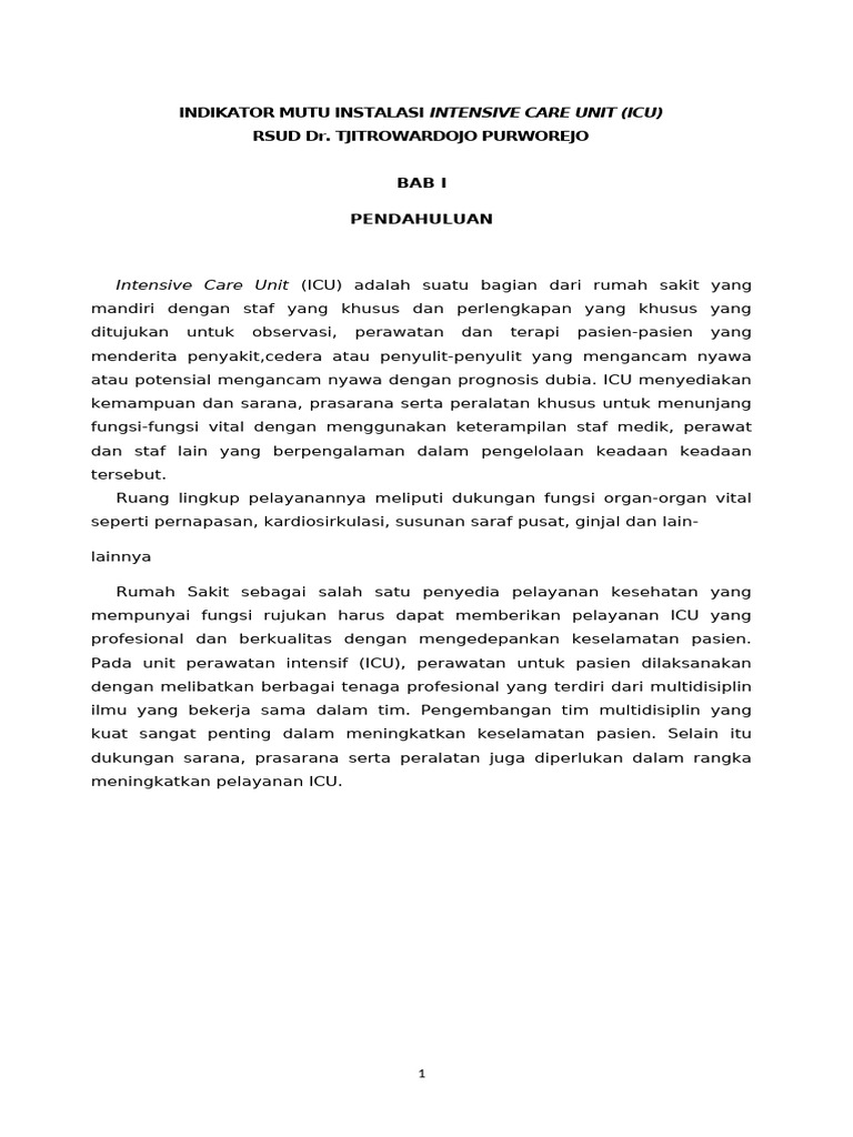 Indikator Mutu ICU RSUD Purworejo | PDF
