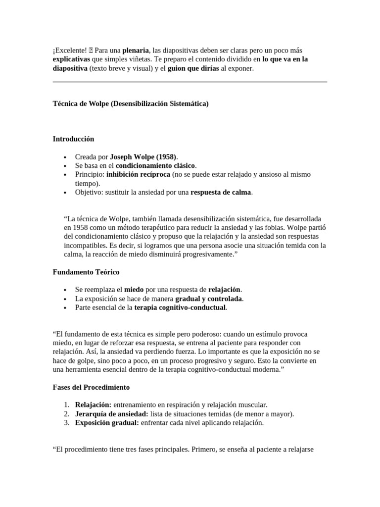 Técnica de Wolpe: Desensibilización Sistemática | PDF | Las emociones ...